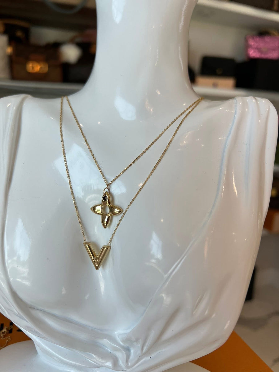 Collar 18k estampado LV 2 en 1 – Xpress Boutique Shop